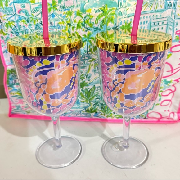 Lilly Pulitzer | Kitchen | Lilly Pulitzer Sip Sip Cups W Lids 8 | Poshmark